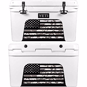 Skinit Decal Skin Compatible with YETI Tundra 45 Hard Cooler - Originally Designed Black and White Camo American Flag Design
