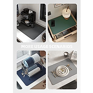 Dish Drying Mat for Kitchen Counter - Color G Hide Stain Absorbent Dish Rack Mat - Rubber Backing, Heat Resistant, Quick Dry, Easy Clean - 12"x19" Small Black Coffee Bar Mat Drying Matt