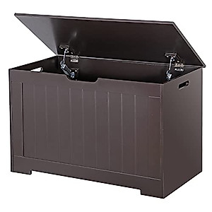 Epetlover Toy Chest for Girls Boys Wooden Storage Box with Flip-top Lid & Safety Hinge, Kids Room Play Room Nursery Organizer, Bedroom Bench with 100L Storing Area, Brown