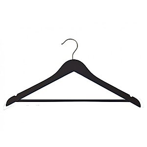 NAHANCO 20219WB Wooden Suit Hanger, 19", Low Gloss Black with Brushed Chrome Hardware (Pack of 100)