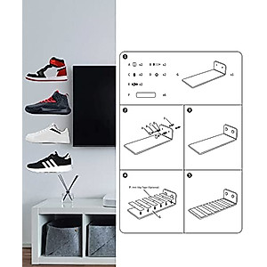 Cosmos 4 Pcs Acrylic Shoe Display Shelf Floating Shoe Shelves- Wall Mount Sneaker Shelves with Velvet Tape for Displaying Showcase Shoes and Sneaker Collection Shoes Box (Solid White)