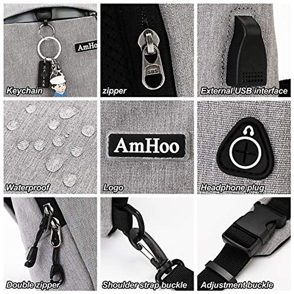 AmHoo Sling Backpack Anti Theft Waterproof Crossbody Bag Fashion Daypack Blue