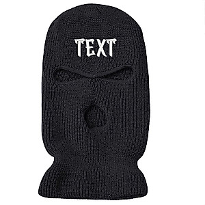 kstomize Personalized Customize Beanie Balaclava Mask, Women Men Winter Masked Ski Cycling Hat with Embroidery Letters Text Name Logo Black, One Size-Medium