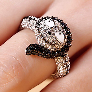 Jeulia " Sally from Nightmare Before Christmas Rings for Women 925 Sterling Silver Diamond Ring Halloween Jewelry Promise Rings for Her Anniversary