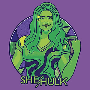 Marvel Girl's She-Hulk Color Block Circle Badge T-Shirt, Purple Berry, Medium