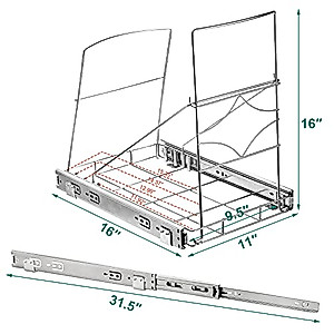Youeon Pull Out Trash Can Under Cabinet, Adjustable Heavy Duty Under Sink Trash Can Pull Out, Slide Out Garbage Shelf for Kitchen Cabinet, Trash Can Not Included