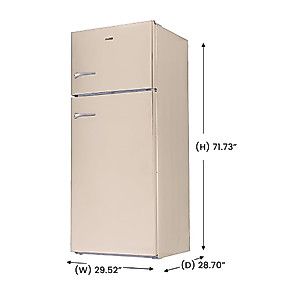 Conserv 30in RETRO Refrigerator 18cf Top Mount w/AUTOMATIC ICE MAKER 110V Handle(Cream)