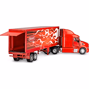 Wheel Master Peterbilt Tractor Trailer 387 Play Toy Truck Vehicle for Kids 1/32 Die Cast Scale,Designed, with Functions, Pre Built Semi, Realistic Look and Openable Doors Great Gift for Children