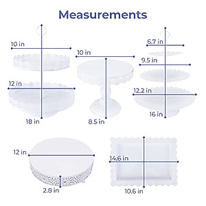 Tiered Cake Stand 5 Pc. Set with 3-Tier, 2-Tier, and Round Displays, Pedestal Dessert Stands, and Square Serving Tray Platter for Cupcakes, Pies, Cookies, Pastries, and Snacks