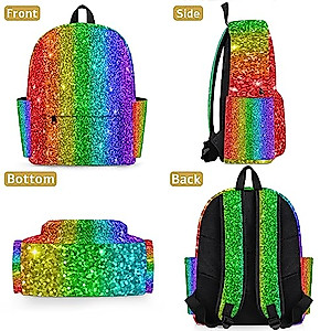 Bardic Backpack for Kids Kindergarten Boys Girls Backpack Metal Double Zipper Lightweight School Bookbag Travel Backpack - Rainbow Glitter Star
