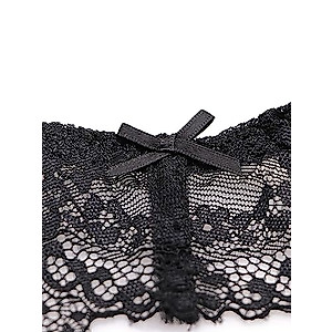 OYOANGLE Women's Floral Lace Garter Belt Lingerie Suspender Belts for Stockings Black S