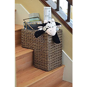 KOUBOO 1060100 Sweater Weave Handwoven Wicker Stair Step Basket, 15" x 9.5" x 16", Coffee Brown