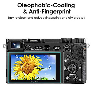 QIBOX Glass Screen Protector Compatible with Sony Alpha A6600 A6100 A6400 A6000 A5000 A6300 NEX-7 NEX-3N NEX-5 NEX-6L, 3-Pack Tempered Glass Anti-scratch Ultra-Clear Cover(NOT for a6500/a5100)