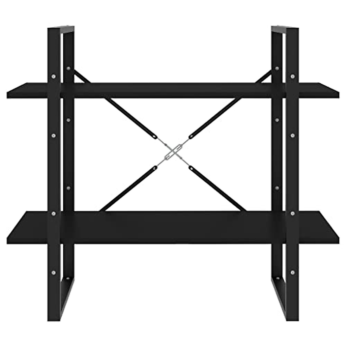 SLGSDMJ Industrial Style Open Office Bookshelf, Ladder Bookshelf, Shelving Unit, Closet Organizer, Multipurpose Storage Cabinet,2-Tier Book Cabinet Black 31.5"x11.8"x27.6" Chipboard