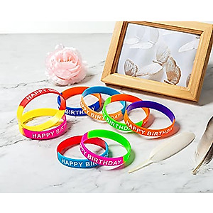 40 Pieces Happy Birthday Rubber Bracelets, Colored Happy Birthday Wristbands For Kids,Student, Silicone Classroom Birthday Gift from Teacher,Birthday Party Supplies(10 Styles)