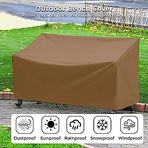 Outdoor Bench Cover, 2-Seater Patio Bench Furniture Covers with Air Vents, All Weather Resistant Bench Cover for Patio Furniture, 53L x 26W x 35H Inches