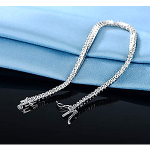 Gemsme 2.0MM Tennis Bracelet for Women and Men，18K White Gold Plated Round 2mm Cubic Zirconia Classic Tennis Bracelet