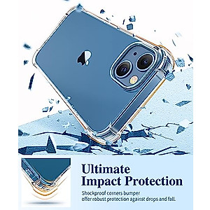 GVIEWIN Designed for iPhone 13 Case 6.1 Inch, with Tempered Glass Screen Protector + Camera Lens Protector Clear Soft & Flexible Shockproof Transparent Protective Bumpers Phone Cover（Clear）