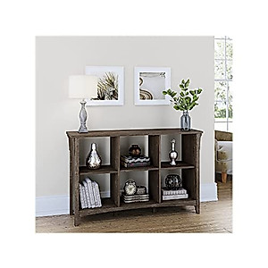Bush Furniture Salinas Cube Shelf and Bookcase | Display Cabinet with 6 Shelves in Ash Brown | Modern Storage Cabinet with Open Bookshelf for Library, Office, Living Room, Bedroom and More