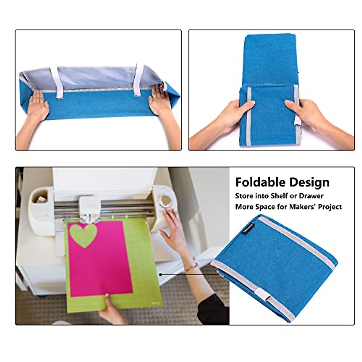 Ginsco Waterproof Dust Cover for Cricut Maker 3, Cricut Maker, Cricut Explore 3 Machine, Cricut Explore Air 2, Cricut Maker Cover with 3 Front Pockets for Cricut Accessories and Supplies Tools Pens Blue