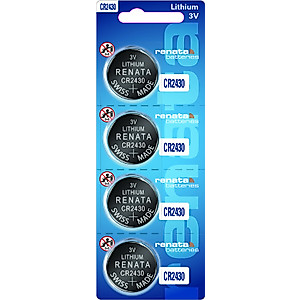 Renata CR2430 Batteries - 3V Lithium Coin Cell 2430 Battery (4 Count)