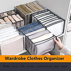 7 Grids Wardrobe Clothes Organizer, Extra Large Washable Folding Drawer Organizers, Closet Drawer Organizer, Mesh Clothes Storage Organizer for Pants Jeans T-shirt Legging Shirt