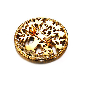 Lapel Pin Brooch for Women 18K Gold Plated CZ Brooches for Grandma Friend Graduation Gift Family Tree of Life Brooches