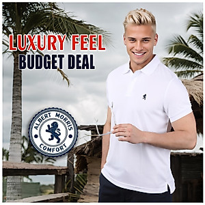 Albert Morris Mens Polo Shirts Polo Shirts for Men, Shirts for Men, Short Sleeve Mens Shirts (4 Pack), American Classics, X-Large