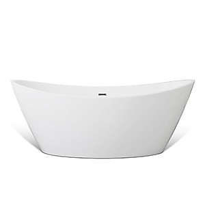 Empava 67" Acrylic Freestanding Bathtub Soaking SPA Tub Modern Stand Alone Bathtubs in White SA1518