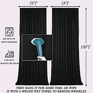 10x10FT Black Backdrop Curtains for Parties - Black Backdrop Curtain for Baby Shower Birthday Photo Home Party Backdrop Curtains 5x10FT 2 Pcs