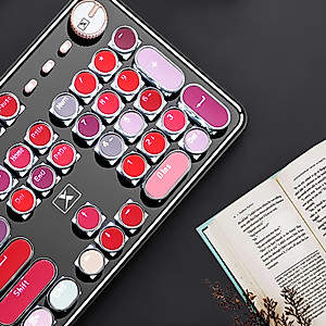 TONIZER Mechanical Gaming Keyboard in Lipstick Style Metal Vintage Steampunk Retro White Backlit 104 Keys Anti-Ghosting Round Keycaps Metal Panel Wired USB for PC Mac Laptop(K520)