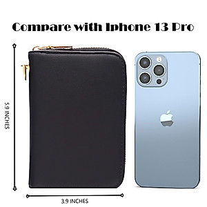 LOVESOME Womens Small Zip Around Wristlet Wallet(Dark Green)