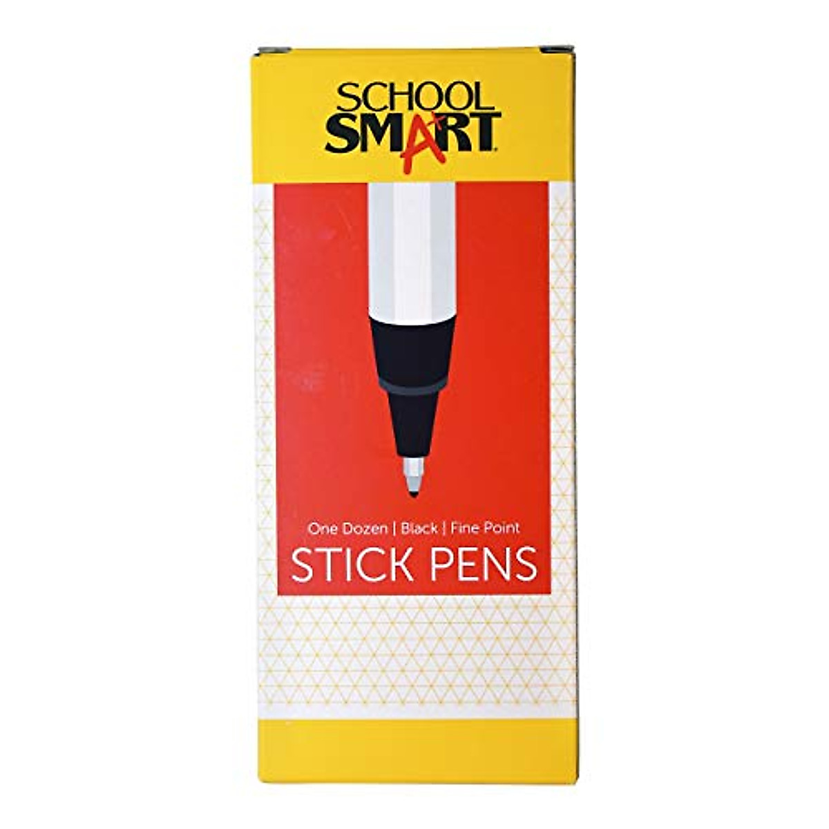 School Smart Round Stick Pen - Fine Point - Pack of 12 - Black