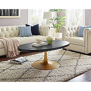 Modway Drive Round Pedestal Wood and Iron Coffee Table