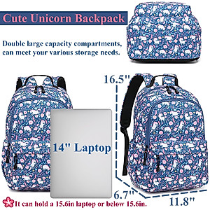 Leaper Girls Kawaii Laptop Backpack for School Boys Backpack Kids Travel Backpack Women Bookbag Cute School Bag College Bag Cat Dark Blue