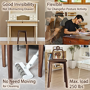 18-Inch Stackable Wooden Stool from Walnut Solid Wood, Stacking Backless Stool with Square Top Anti-Slip Felt Pad for Kitchen, Dining Room, Living Room, Office, Classroom, Workroom, Bedroom, Studio