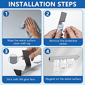 16 Inch Restaurant Receipt Holder with Ticket Rack Magnetic Note, Silver Kitchen Slide Check Rack, Bill Orders Ticket Holder Tab Aluminum Display Rail for Restaurant Cafes Pubs Bars