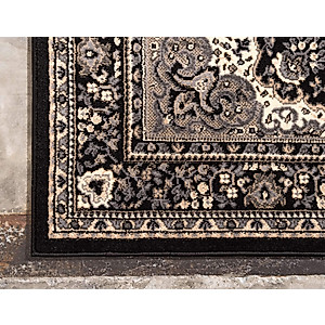 Unique Loom Reza Collection Traditional Persian Style Area Rug, 8 x 10 ft, Black/Beige