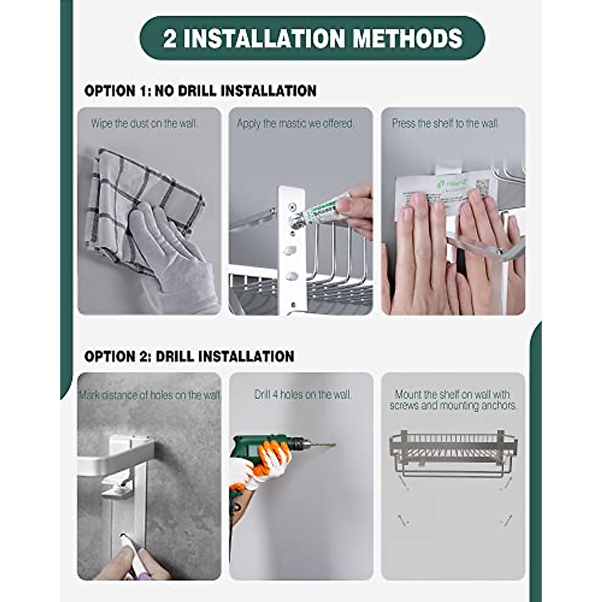 Bathroom Towel Rack Wall Mounted, Double Towel Racks for Bathroom, 22 Inch Bath Towel Rack with Shelf, Spampur Bath Towel Bar, Hotel Towel Rack, Bath Towel Storage Shelf, Bathroom Shelf with Hooks