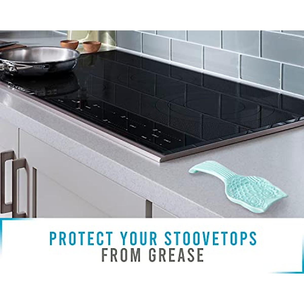 Decorative Owl Spoon Rest for Kitchen Countertop – Modern Farmhouse Spoon Holder for Stove in Lovely Aqua Blue, made with Chip-free Ceramic – Dishwasher Safe Utensil Rest