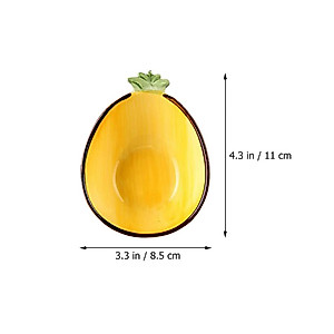SEWACC Ceramic Hawaiian Pineapple Bowl: 2pcs Tropical Theme Porcelain Soup Oatmeal Cereal Stew Dessert Bowl Salad Pasta Rice Yoghurt Condiments Side Dishes Dip Ramen Noodle Plate