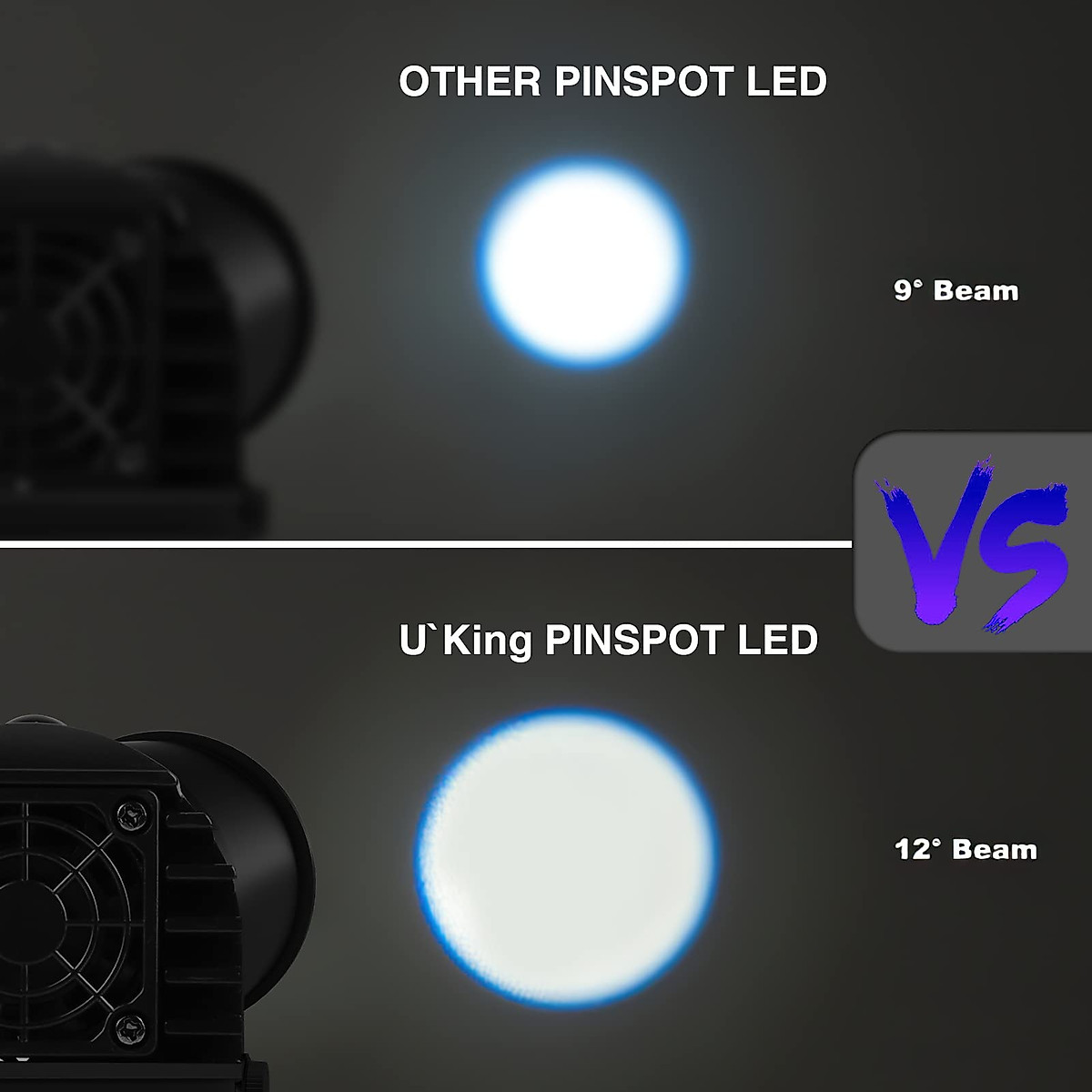 U`King Pinspot Light RGBW 10W LED Beam Pin Spot by DMX 512 Sound Activated Controlled Spotlight for Mirror Ball Party Wedding DJ Disco Shows Spot Lighting Black