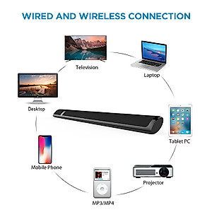 Assistrust TV Sound Bar, Sound Bars for TV 36 Inch Powerful Speakers Wired & Bluetooth Soundbar with HDMI/Opt/RCA/AUX/Coax/Remote Control, Deep Bass, Surround Sound Effect