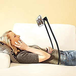 ZC GEL Phone Holder for Bed, Upgraded Neck Phone Holder Lazy Phones Stand 360°Rotation Gooseneck Phone Holder Hands Free for All Phones (Black)