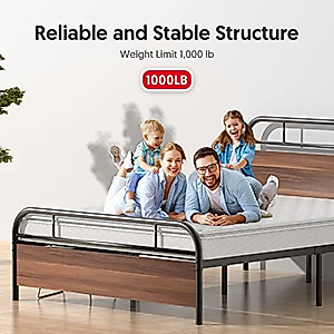 Nazhura Metal Queen Size Bed Frame Steady Platform with Engineered Wooden Headboard/Footboard (Queen)