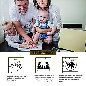 GTweyre Baby Picture Frame Handprint and Footprint Kit First Year Keepsake Photo White Wooden Make Baby Registry Baby Boy Stuff Newborn Baby Shower Gifts, Baby Footprint Kit, Nursery Decor