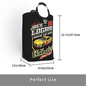 Joey Logano 22 Large Laundry Basket Laundry Hamper Bag Washing Bin Clothes Bag Collapsible Tall with Handles Waterproof Bathroom College Essentials Storage for College Dorm, Family