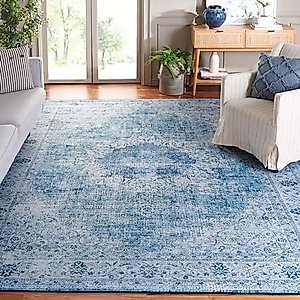 SAFAVIEH Tucson Collection Area Rug - 8' x 10', Green & Grey, Persian Design, Non-Shedding Machine Washable & Slip Resistant Ideal for High Traffic Areas in Living Room, Bedroom (TSN190Y)