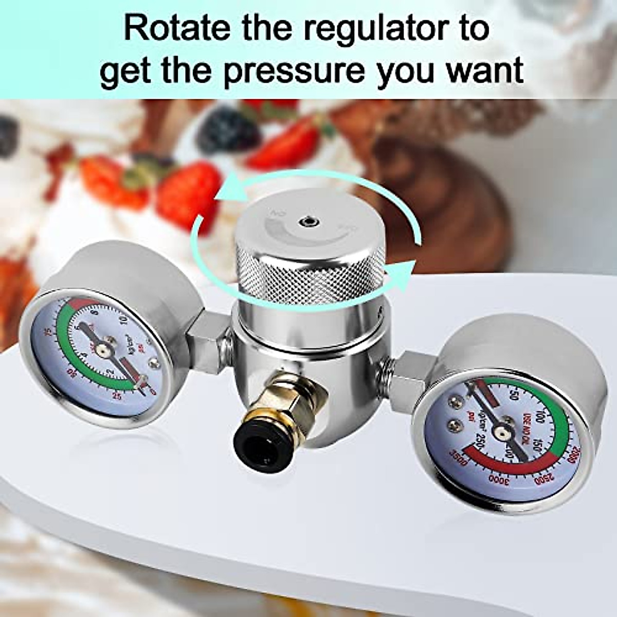 Improved Whipped Cream Pressure Regulator Valve with Upgraded Adapter & Hose Line, Pressure Regulating Valve for Whipped Cream Chargers 0.95 Liter 580g Tank (Valve -1)