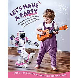 Ruko 1088 Smart Robot Toys for Kids, Large STEM Programmable Interactive RC Robot with Voice Control, App Control, Gifts for Boys & Girls Age 4 5 6 7 8 9, Pink